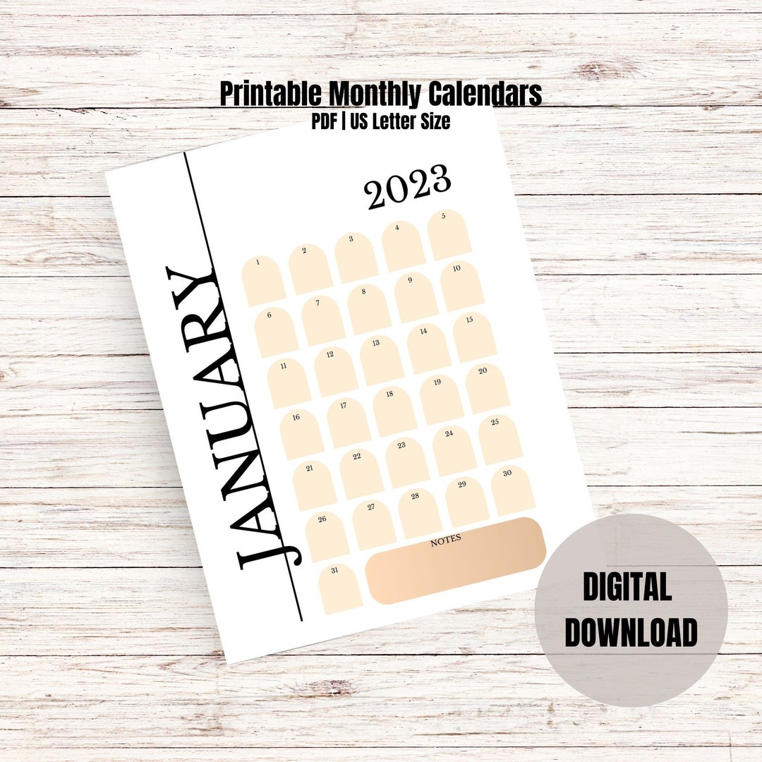 Monthly Planner Calendars | 2023 Calendars | Printable PDF Calendar ...