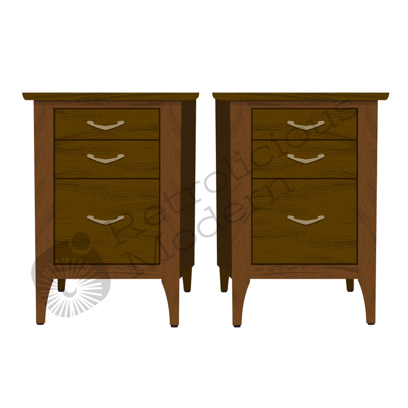 Mid Century Furnitureclip Art, Retro 1950s and 1960s Bedroom Furniture ...