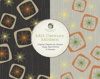 Atomic Starburst Mid-century Modern 75 Design Elements - Etsy