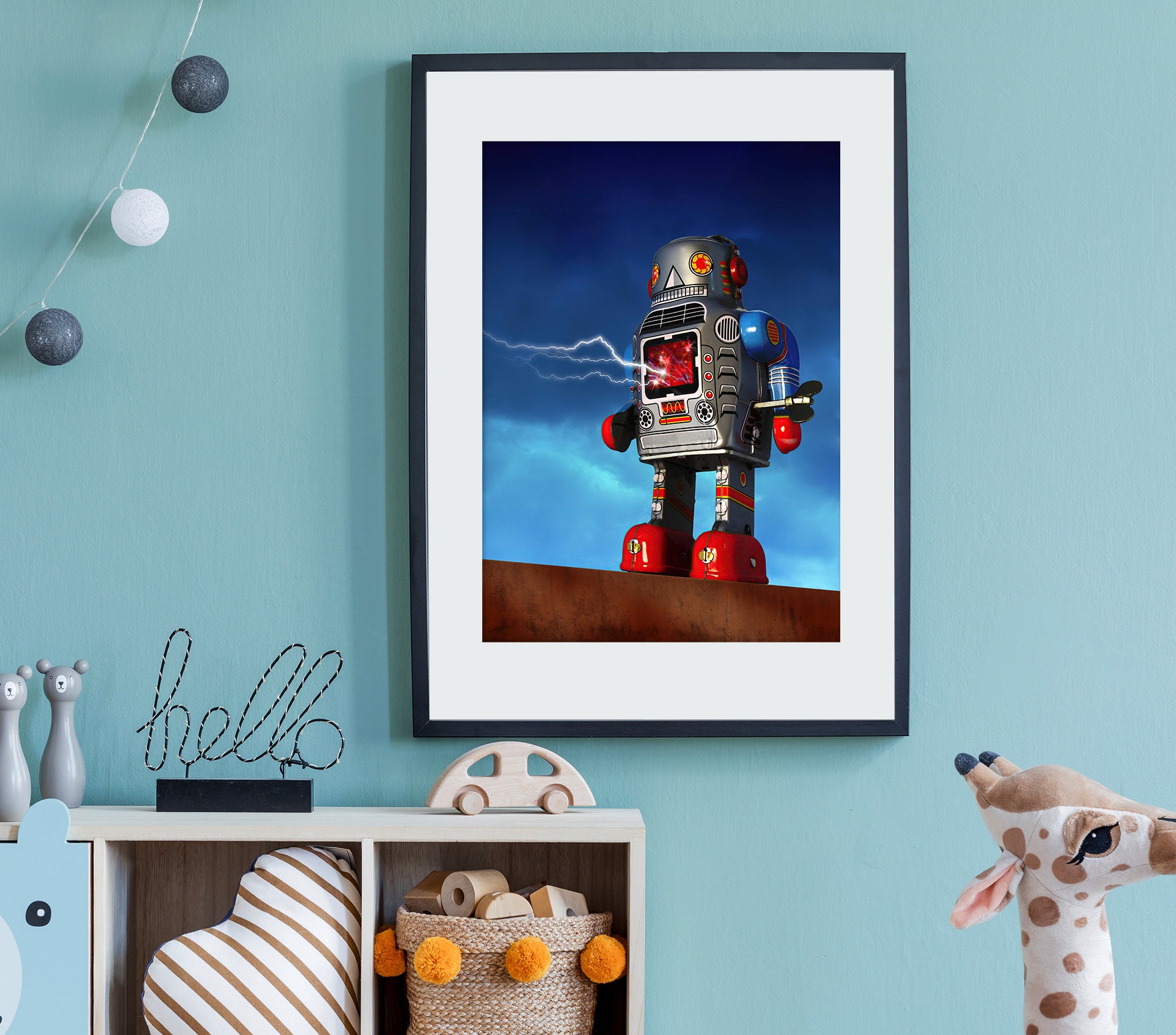 Vintage Toy Robot Art, Robot Tin Toy Poster, Retro Decor, Robot Wall ...