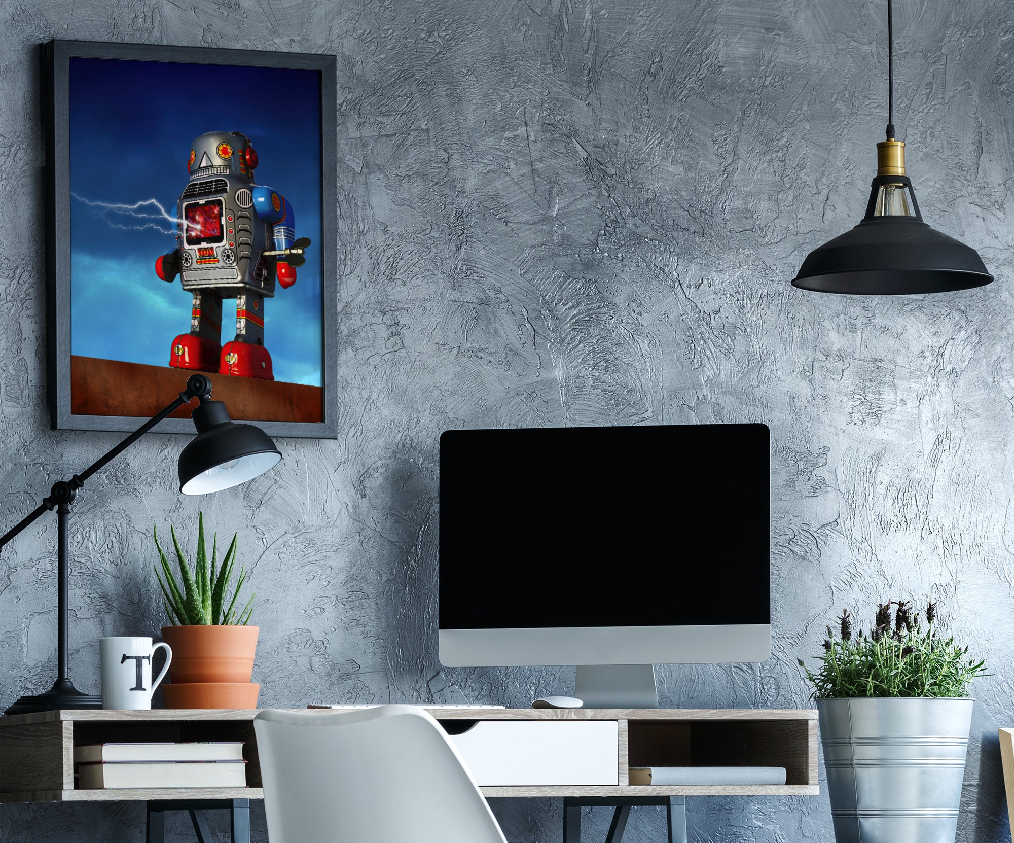 Vintage Toy Robot Art, Robot Tin Toy Poster, Retro Decor, Robot Wall ...