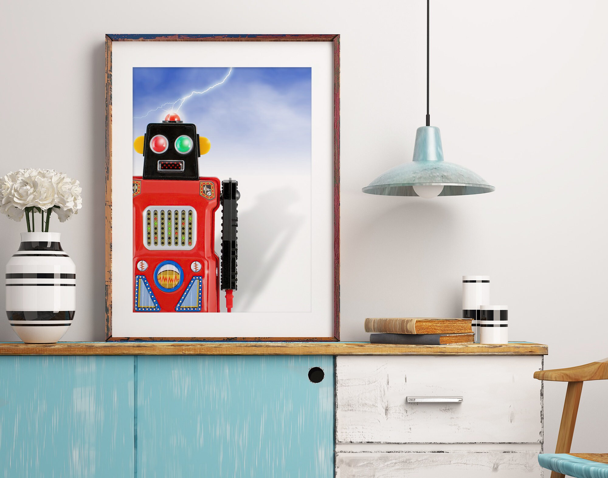 Vintage Toy Robot Art, Robot Tin Toy Poster, Retro Decor, Robot Wall ...