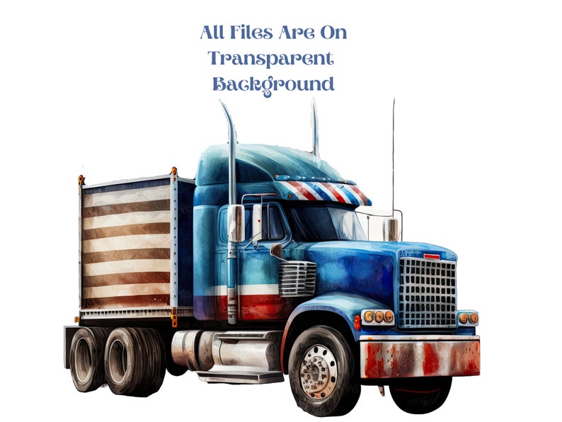 Patriotic Truck Clipart, Memorial Day Png, 4th of July Png, 18 Wheeler ...