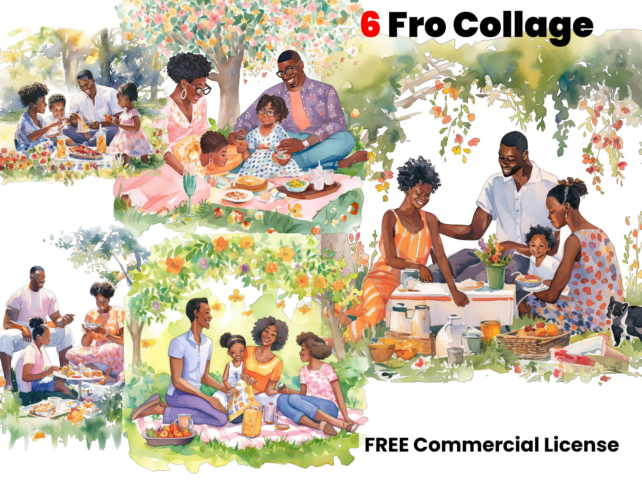 African American Family Picnic Clipart