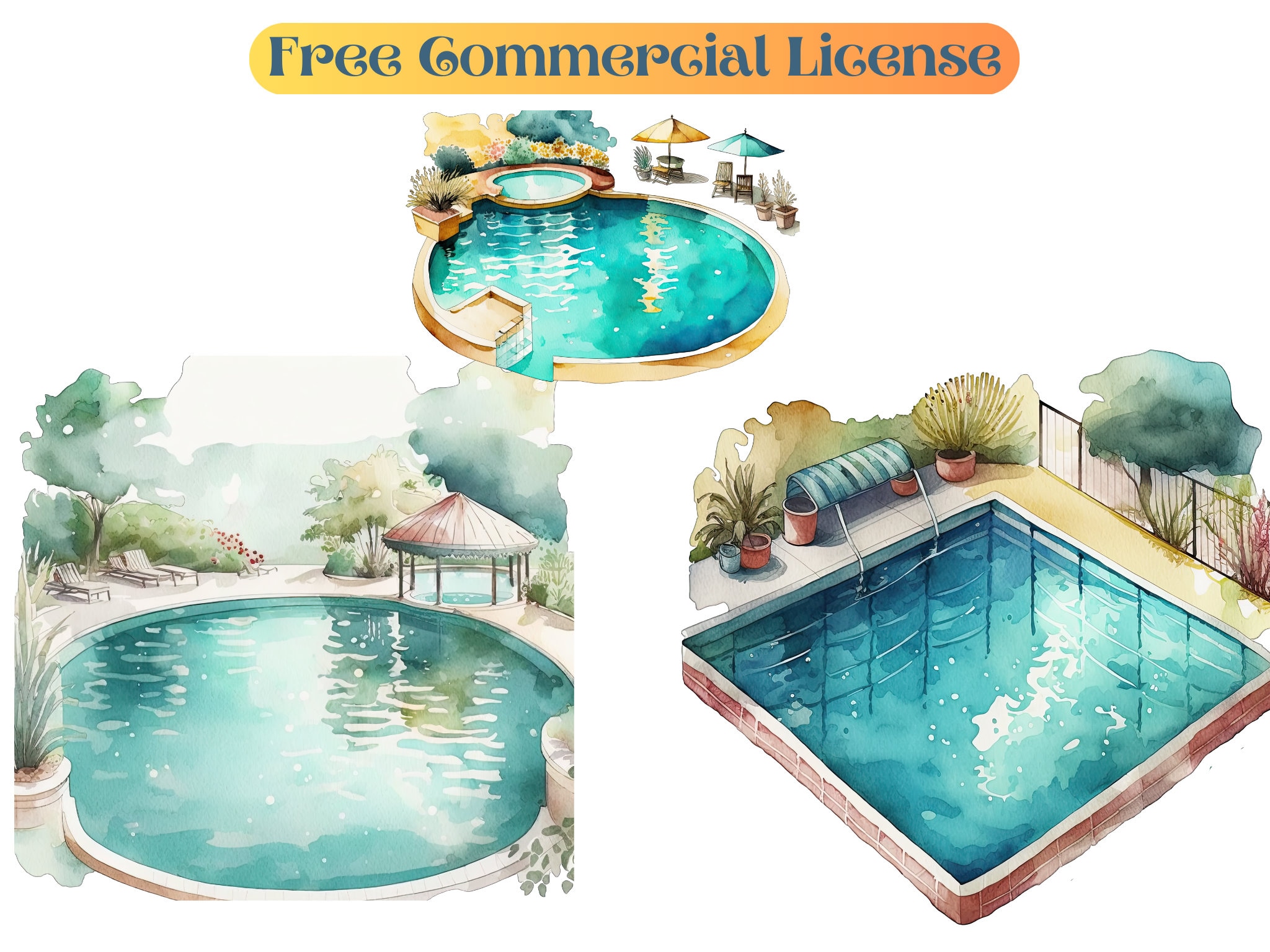 Pool Clipart Swimming Pool Clip Art Png Beach Summer Rest - Etsy