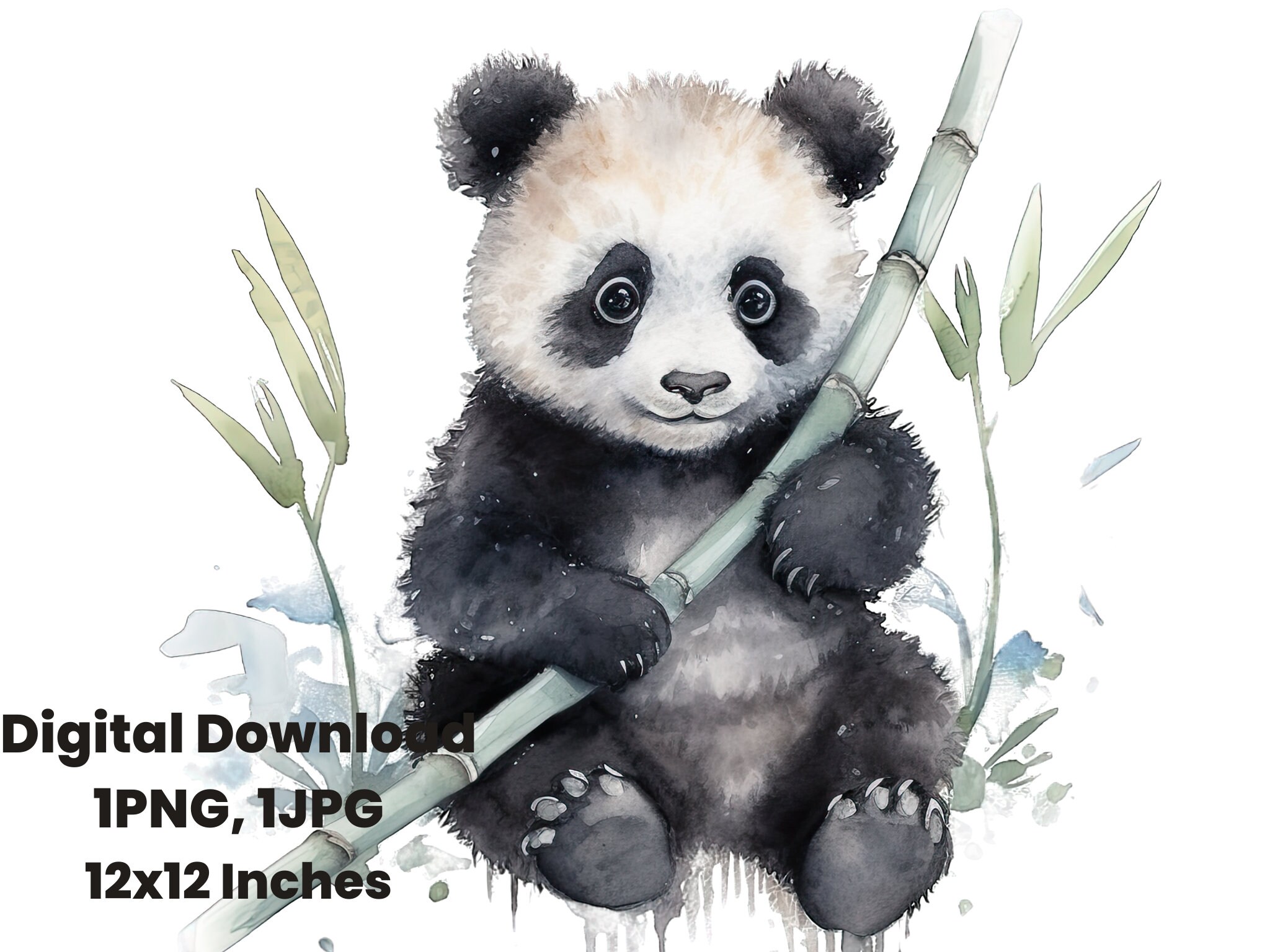 Cute Panda Watercolor Clipart Digital Paper Graphic Design - Etsy