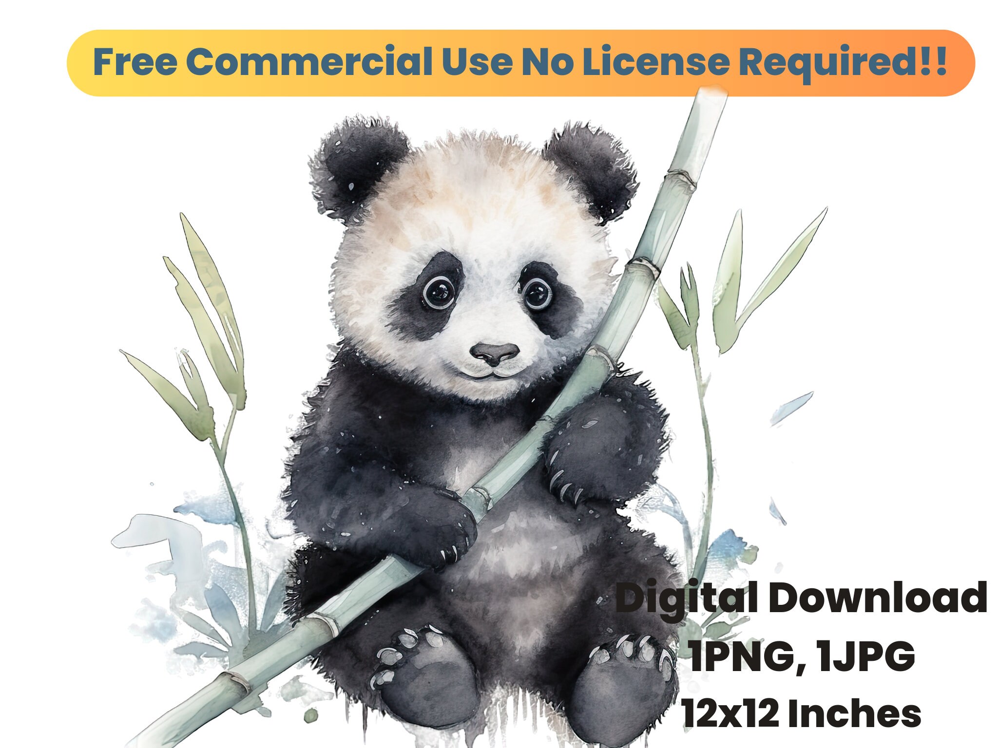 Cute Panda Watercolor Clipart Digital Paper Graphic Design - Etsy