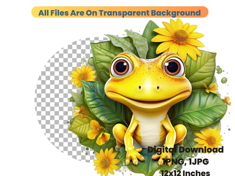 Cute Yellow Frog Frog Clipart Woods Forest Animals Frog PNG - Etsy