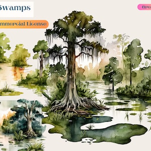 Sunset Swamp, Lousiana Swamp, Swamp, Swamp Art, Digital, Lake, Lake ...
