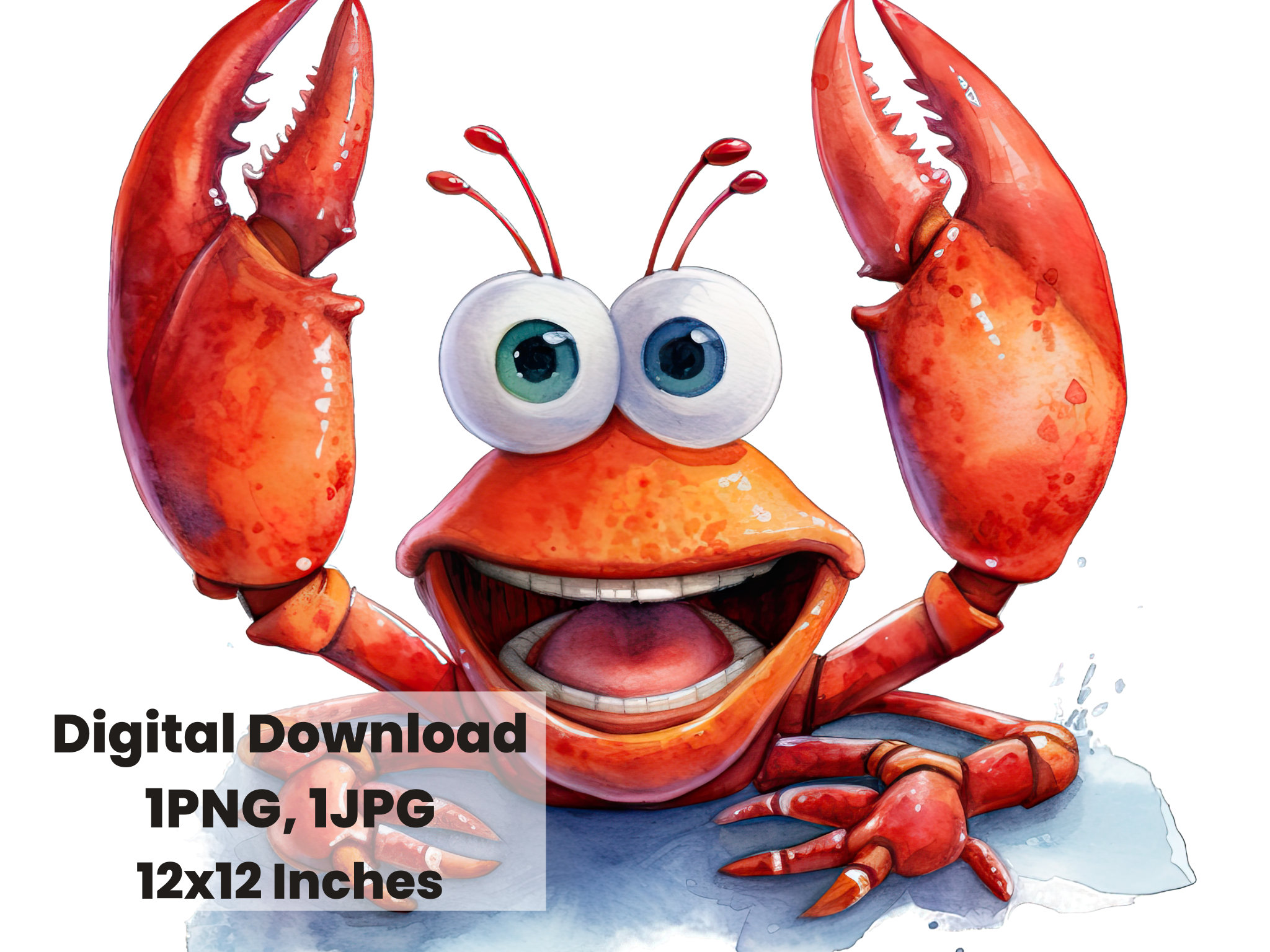 Cute Crawfish Watercolor Clipart Lobster Cartoon Character - Etsy