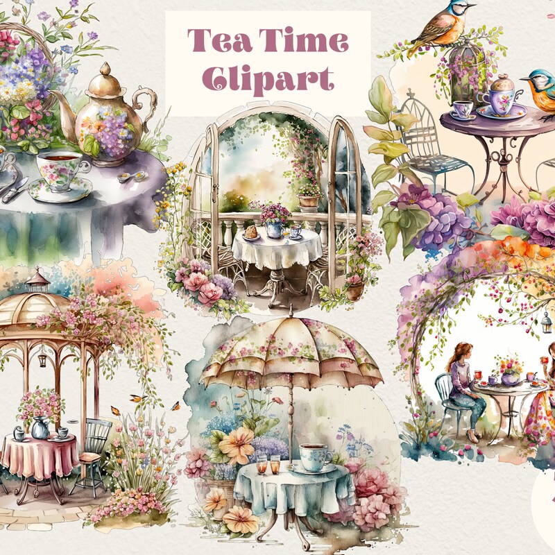 Tea Time Clipart - Etsy