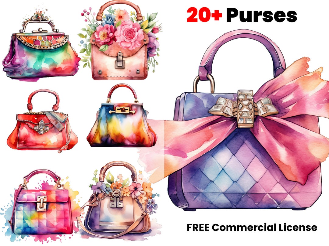 Purse Bundle, Purse Art, Diary, Clipart, Watercolor Clip Art, Cricut ...