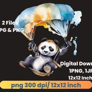 Parachute Panda, Fantasy, Digital Paper, Graphic Design,, Stationery ...