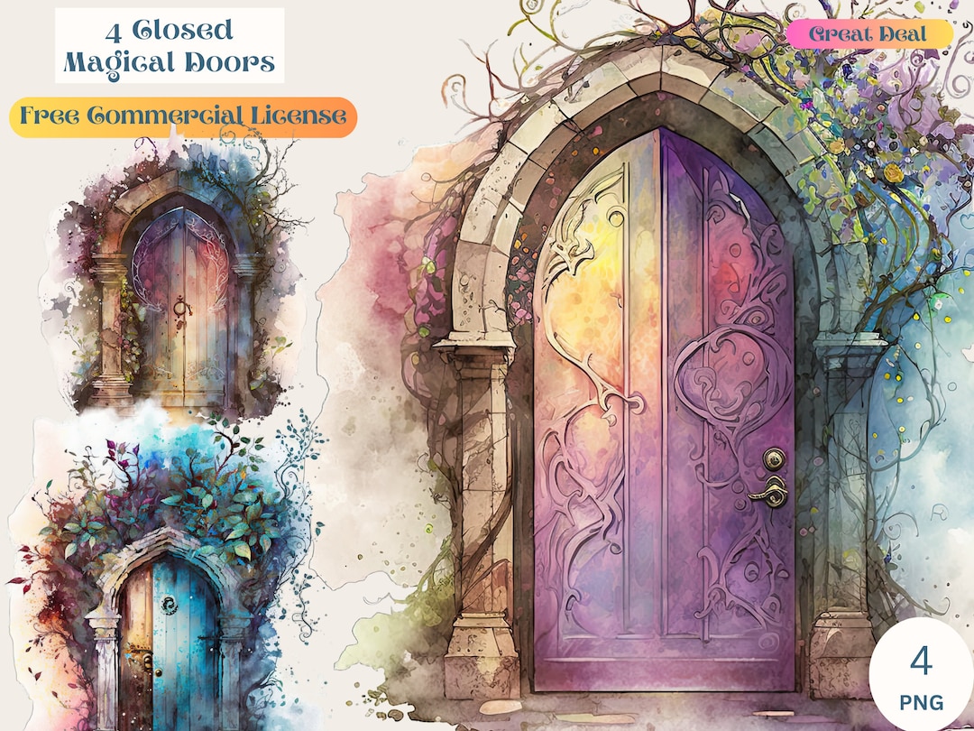 Magical Doors,fantasy, Digital Planner, Digital Paper, Art, Watercolor ...