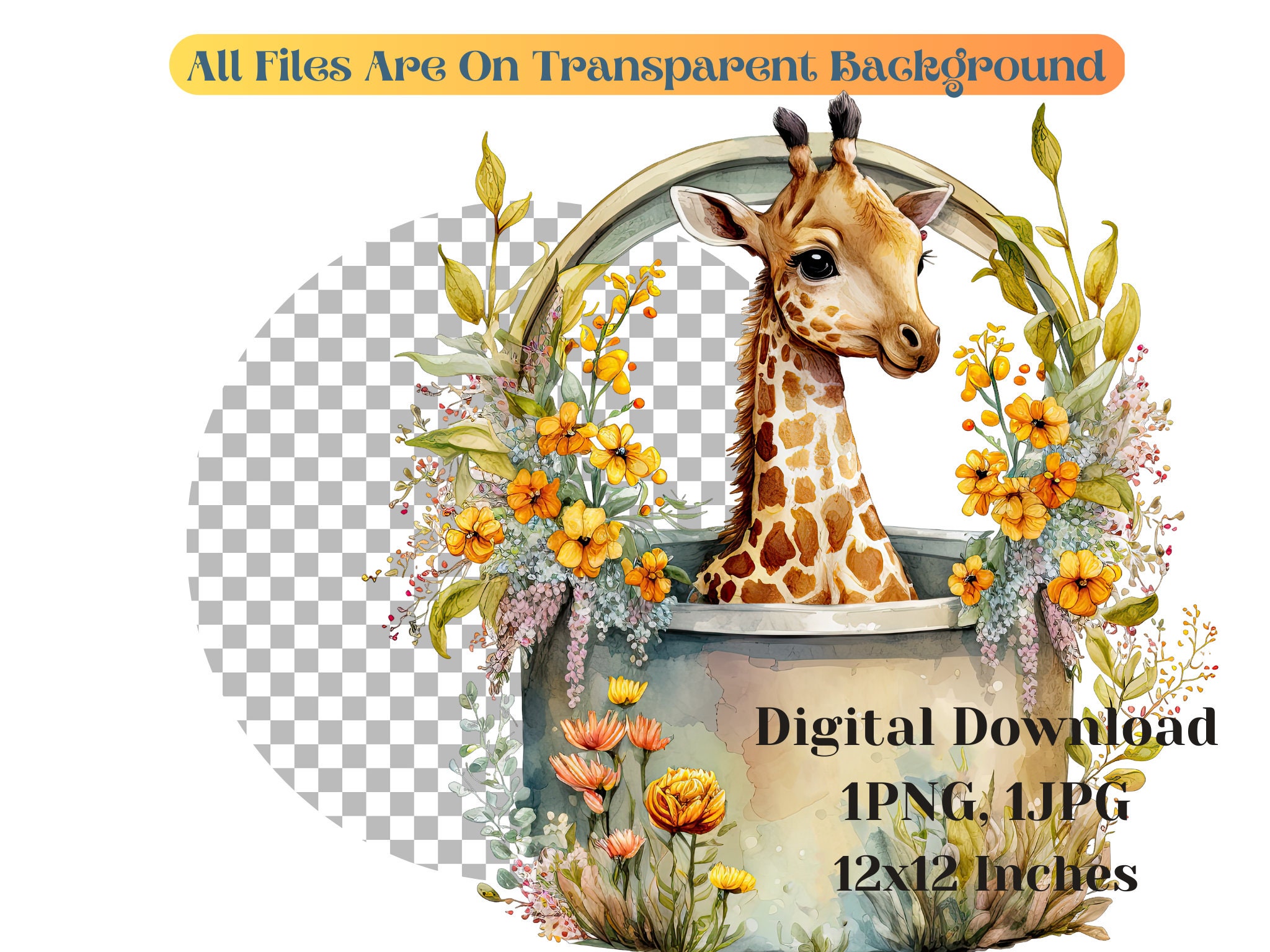 Baby Giraffe Clipart, Nursery Jungle Animal Clipart, Giraffe Baby ...