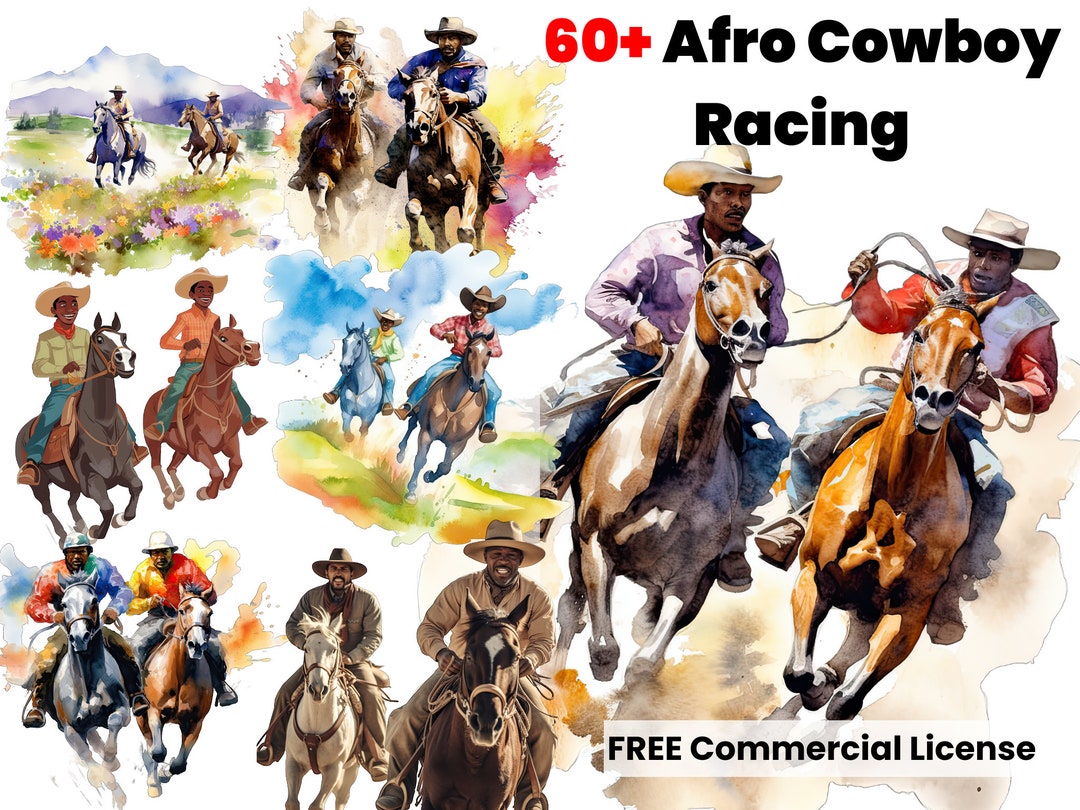 Afro Cowboy Racing, African American Cowboyt, Digital Download ...