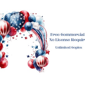 Patriotic Balloon Arch Clipart, Memorial Day Png, 4th of July Png ...