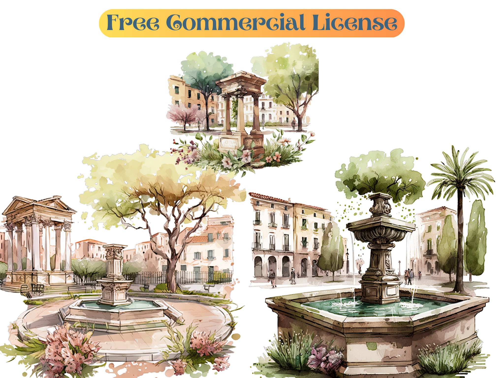 Roman Courtyard Courtyard Roman Square Digital Digital - Etsy