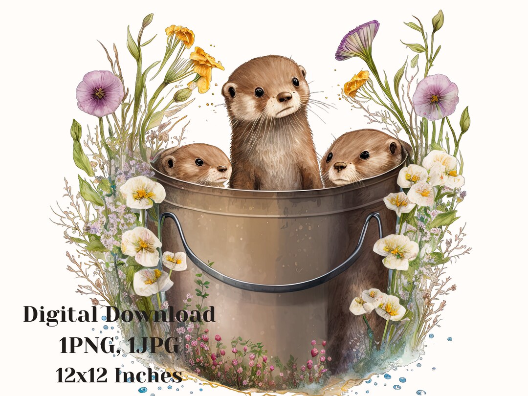 Cute Otters, Clip Art Image Files, Watercolor Art, Watercolor Clipart ...