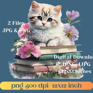 Watercolor Kitten Clipart, Cat Png, Cute Cat Clip Art, Hand Painted Cat ...