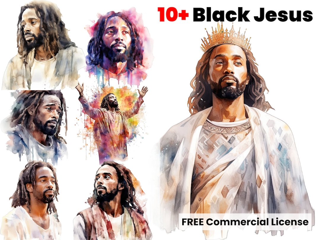 Zwarte Jezus, Christus aquarel clipart, christelijke kunst, religieuze png, sublimatie ontwerp ...