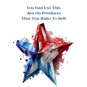 American Stars Clipart, Memorial Day Png, 4th of July Png, Watercolor ...