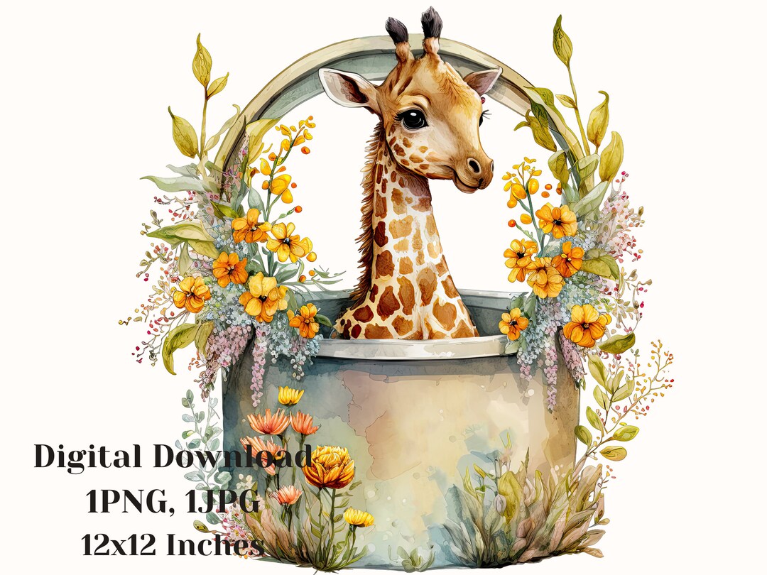 Baby Giraffe Clipart, Nursery Jungle Animal Clipart, Giraffe Baby ...