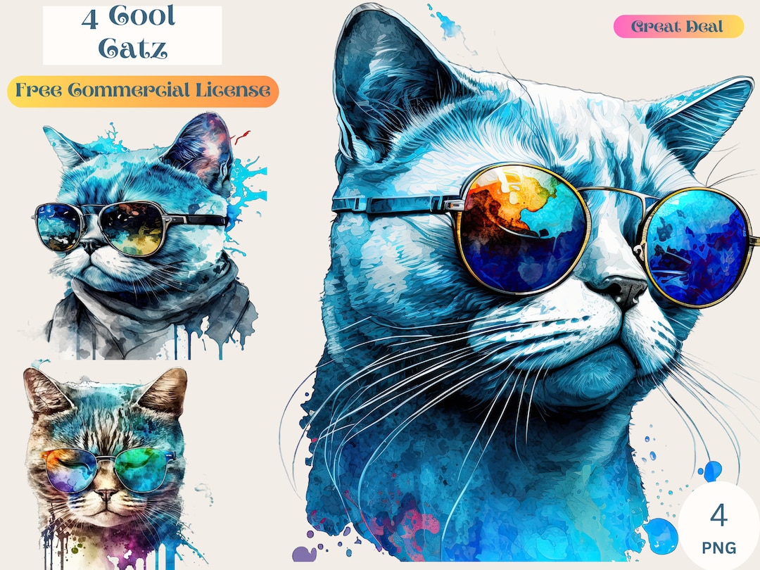 Cool Catz, Cat, Cat Png, Digital Planner, Digital Paper, Stationery ...