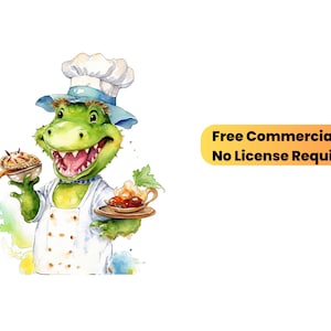 Gator Chef Cartoon Character, Kids Clipart, Nursery, Animated ...