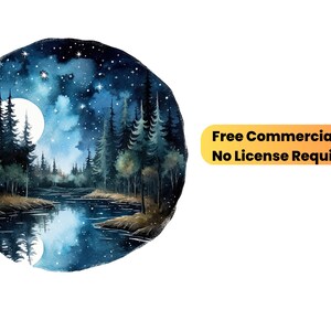 Forest Stary Sky, Trees, Clipart, Space Clipart, Moon Clipart, Star ...