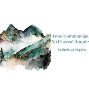 Mountain Art, Sublimation Files, Watercolor Clip Art, PNG, Printable ...