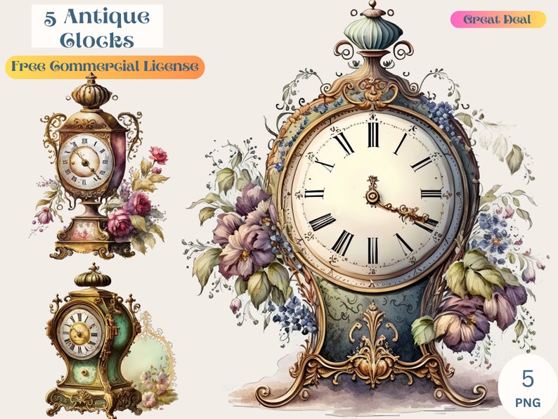 Antique Clock Clipart Clock Clipart Vintage Clock Retro - Etsy