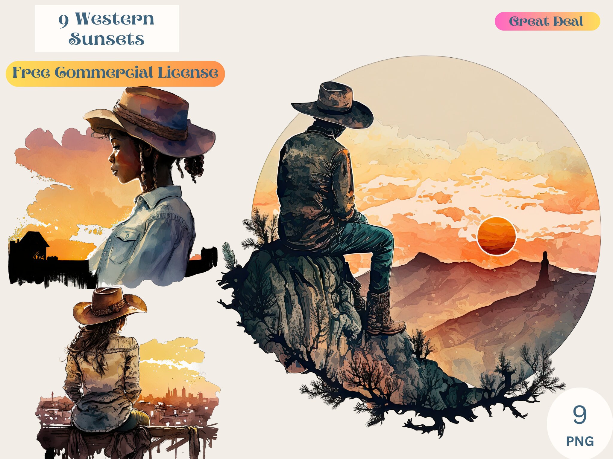Western Sunset Clipart Image