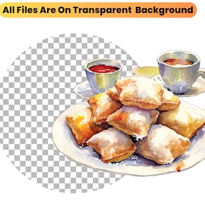 New Orleans Beignets Watercolor Clipart, Donunt Clipart, Baking Png ...