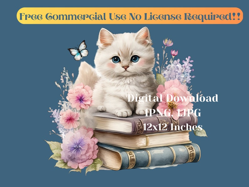 Watercolor Kitten Clipart Cat Png Cute Cat Clip Art Hand - Etsy