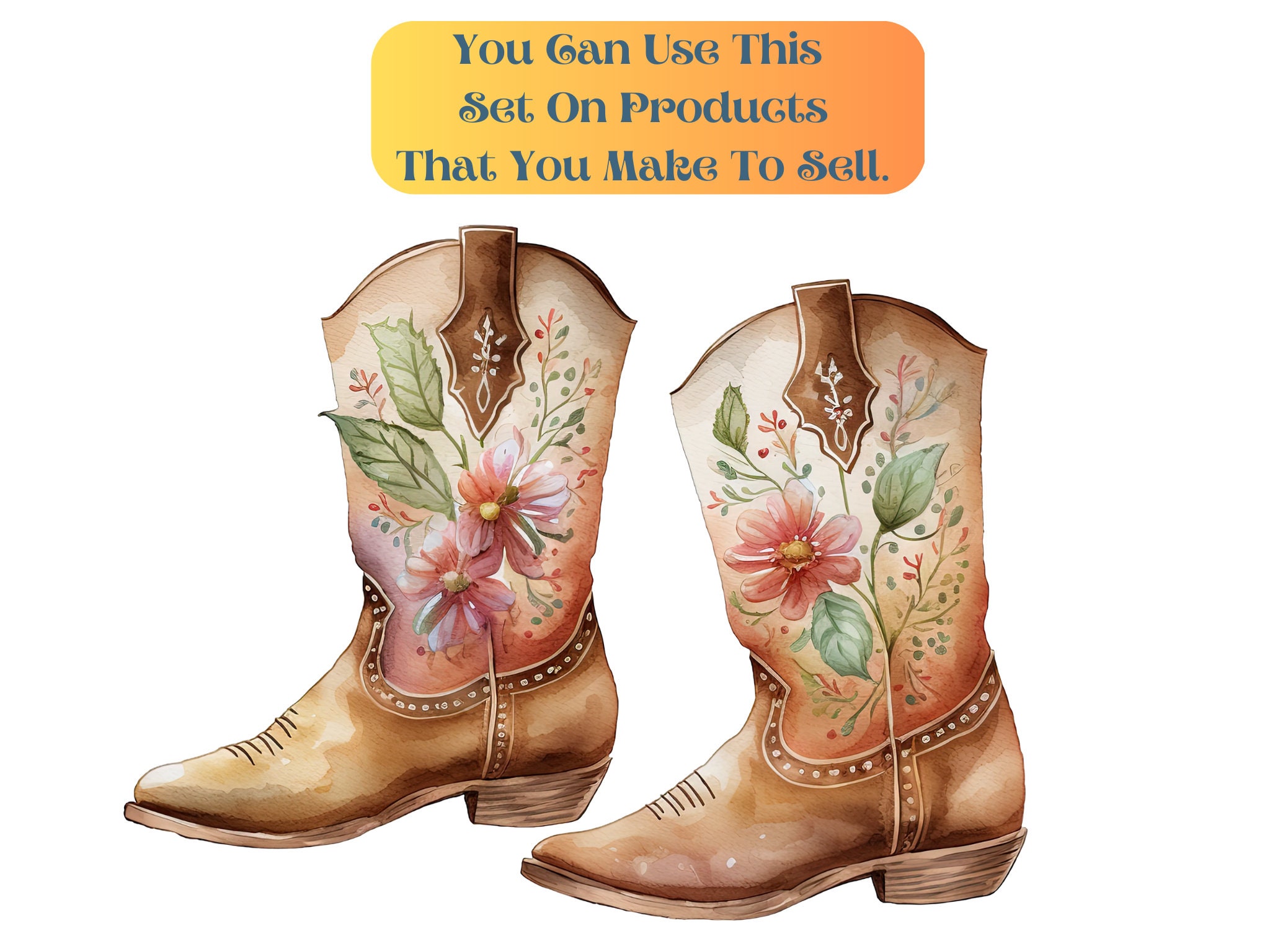 Colorful Boots Cowboy Cowgirl Watercolor Country Cowboy - Etsy
