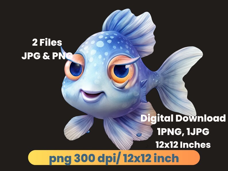 Sly Cartoon Fish Watercolor Clipart Watercolor Illustration - Etsy