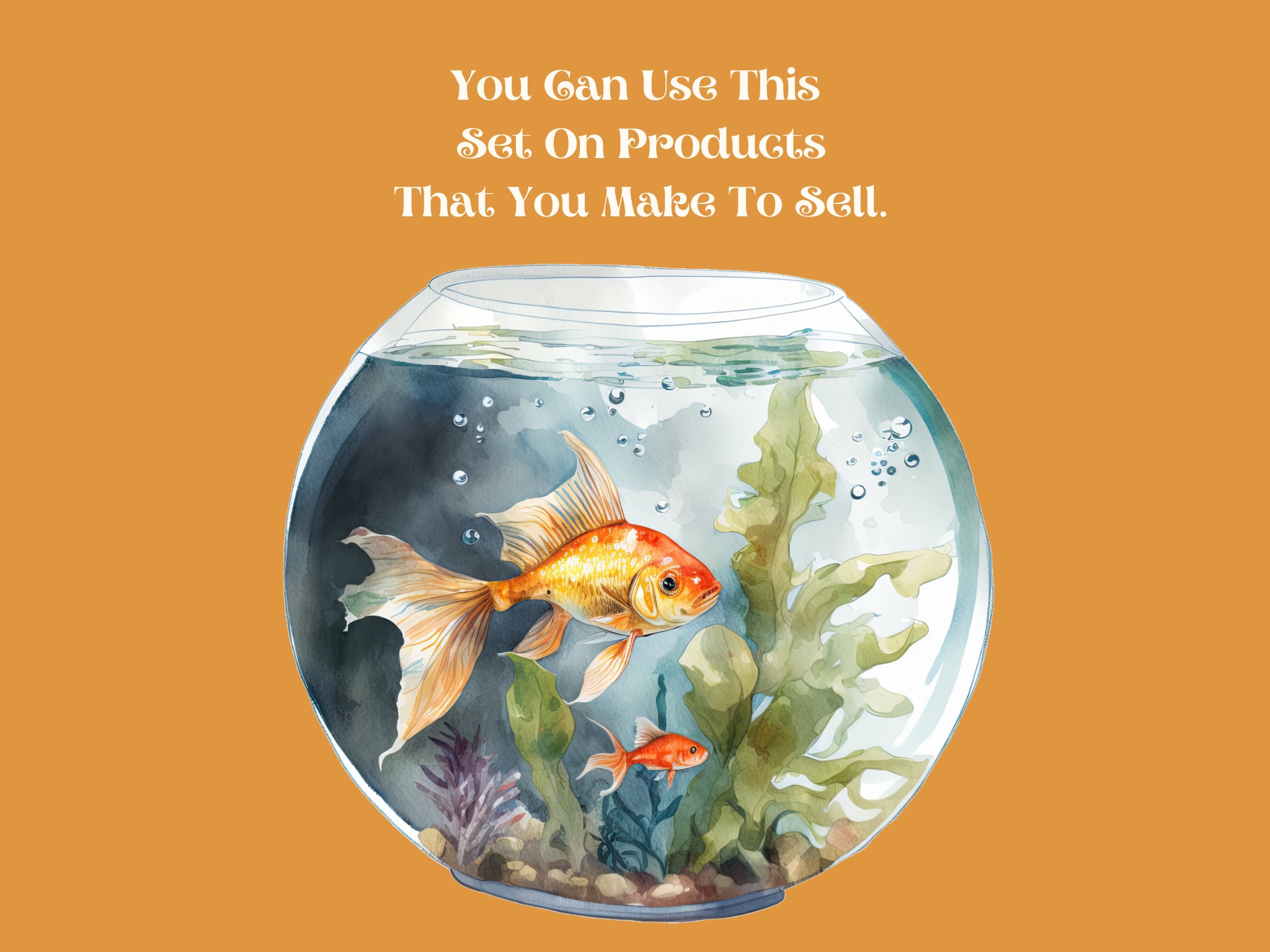 Fish Bowl Fish Art Watercolor Transparent Clip Art PNG - Etsy