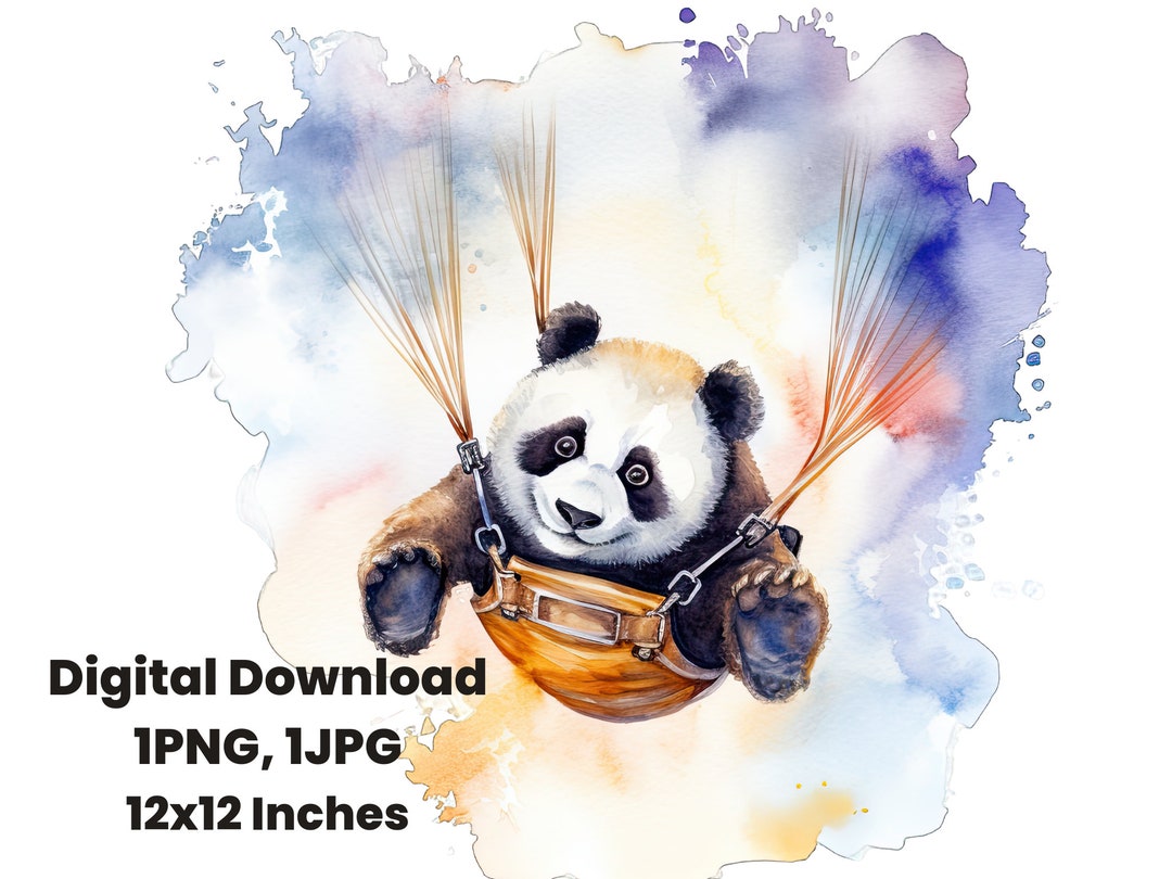 Panda With Parachute, Fantasy, Digital Paper, Graphic Design ...