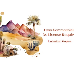 Desert, Desert Art, Planner Watercolor Clip Art, PNG Designs, Printable ...