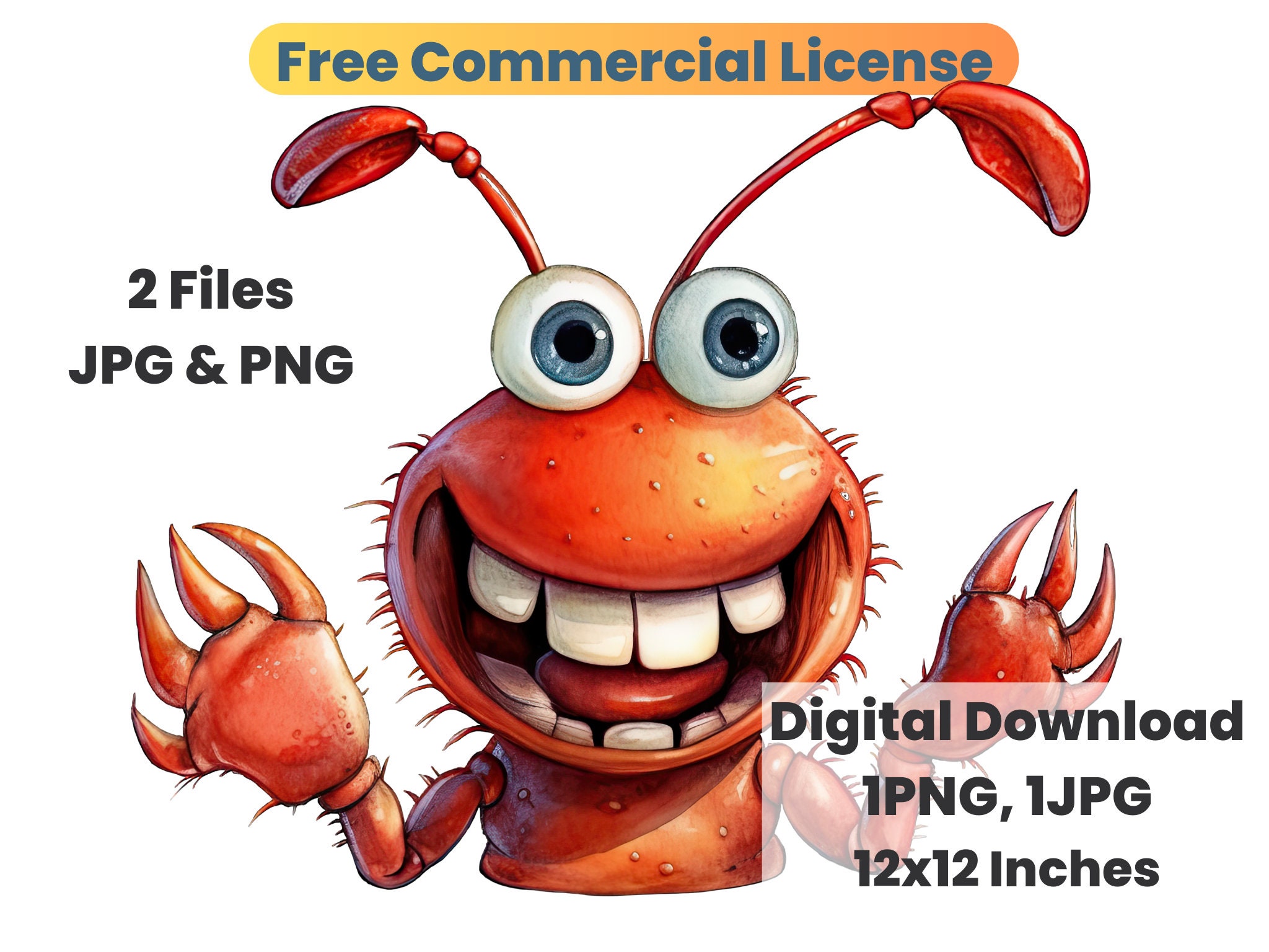 Cute Baby Crawfish Watercolor Clipart Lobster Cartoon - Etsy