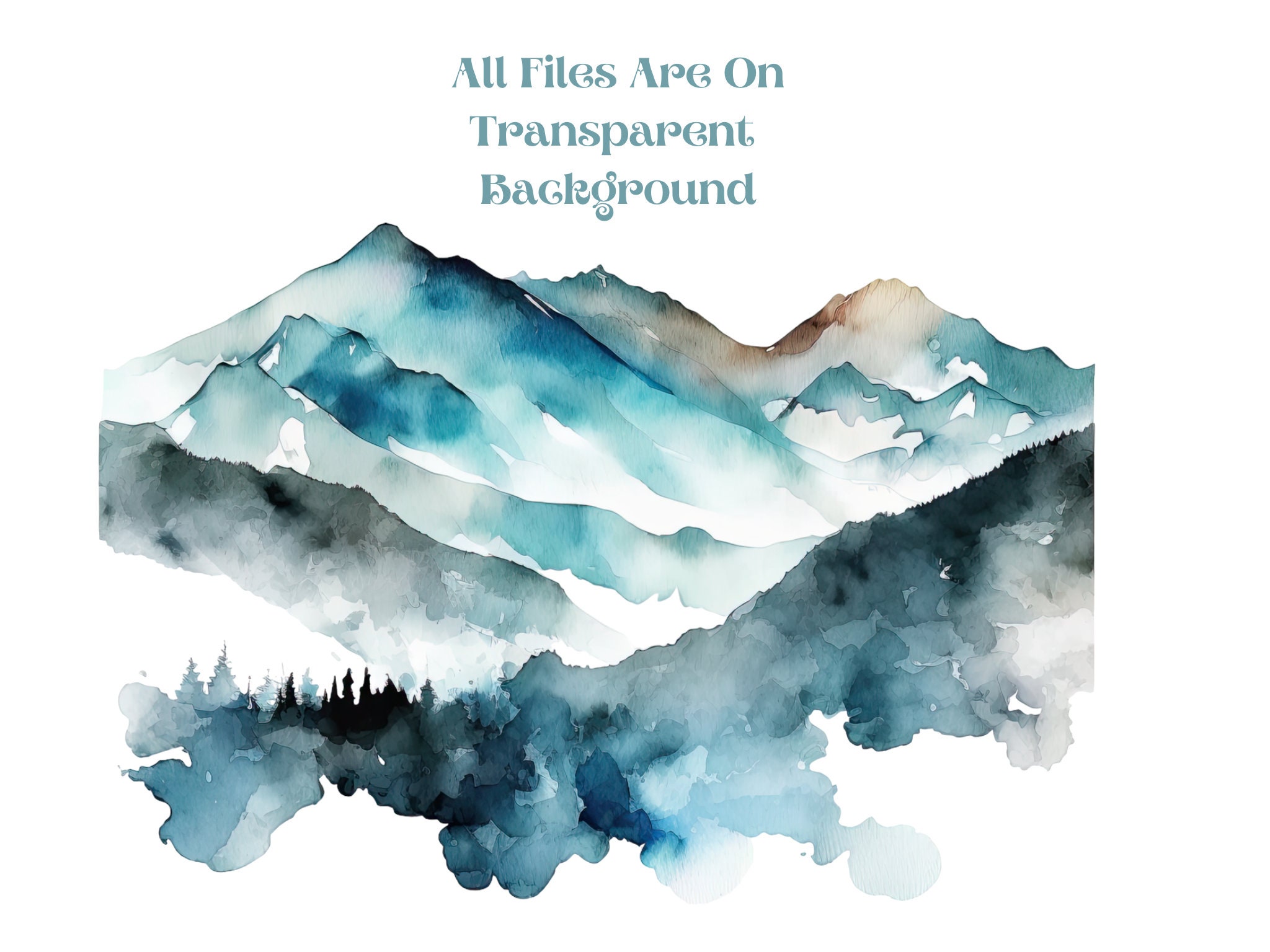 Mountain Art Sublimation Files Watercolor Clip Art PNG - Etsy
