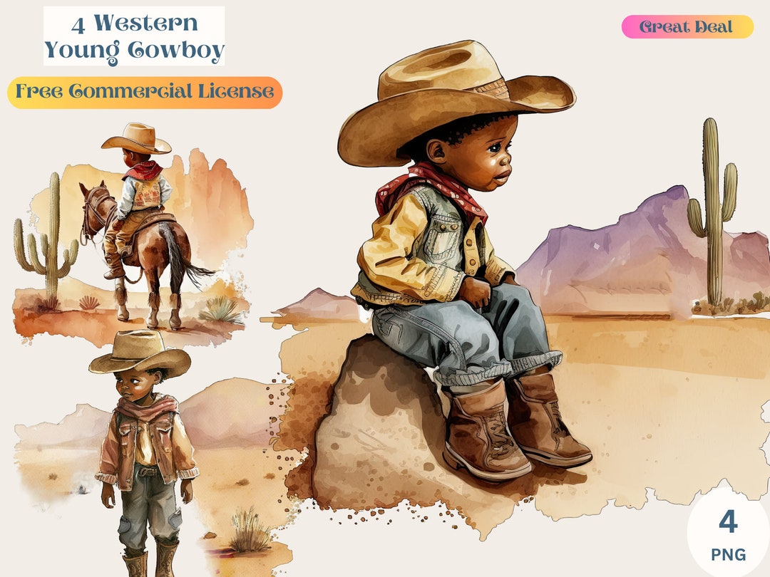 Afro Cowboy, PNG, Rustic Western Clipart, Black Country Cowboy Clipart ...