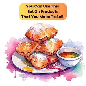 New Orleans Beignets Watercolor Clipart, Donunt Clipart, Baking Png ...