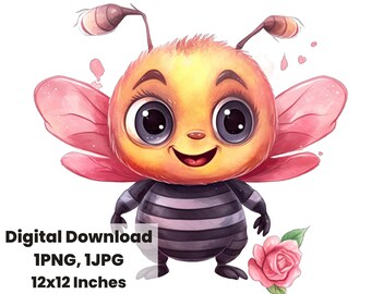 Honeybee, Cute Bee Clipart, Honey Bee Animals Bee PNG, Bee Daisy ...