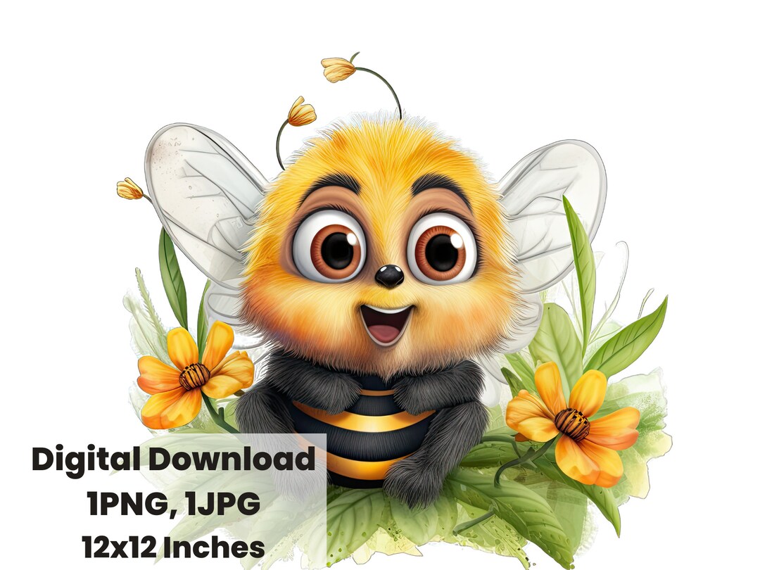 Cute Bee Clipart, Honey Bee Animals Bee PNG, Bee Daisy Flowers Adorable ...