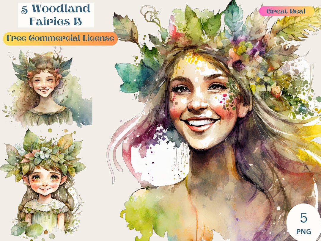 Woodland Fairies B, Fairy, Woodland Fairy, Commercial Use, Watercolor ...