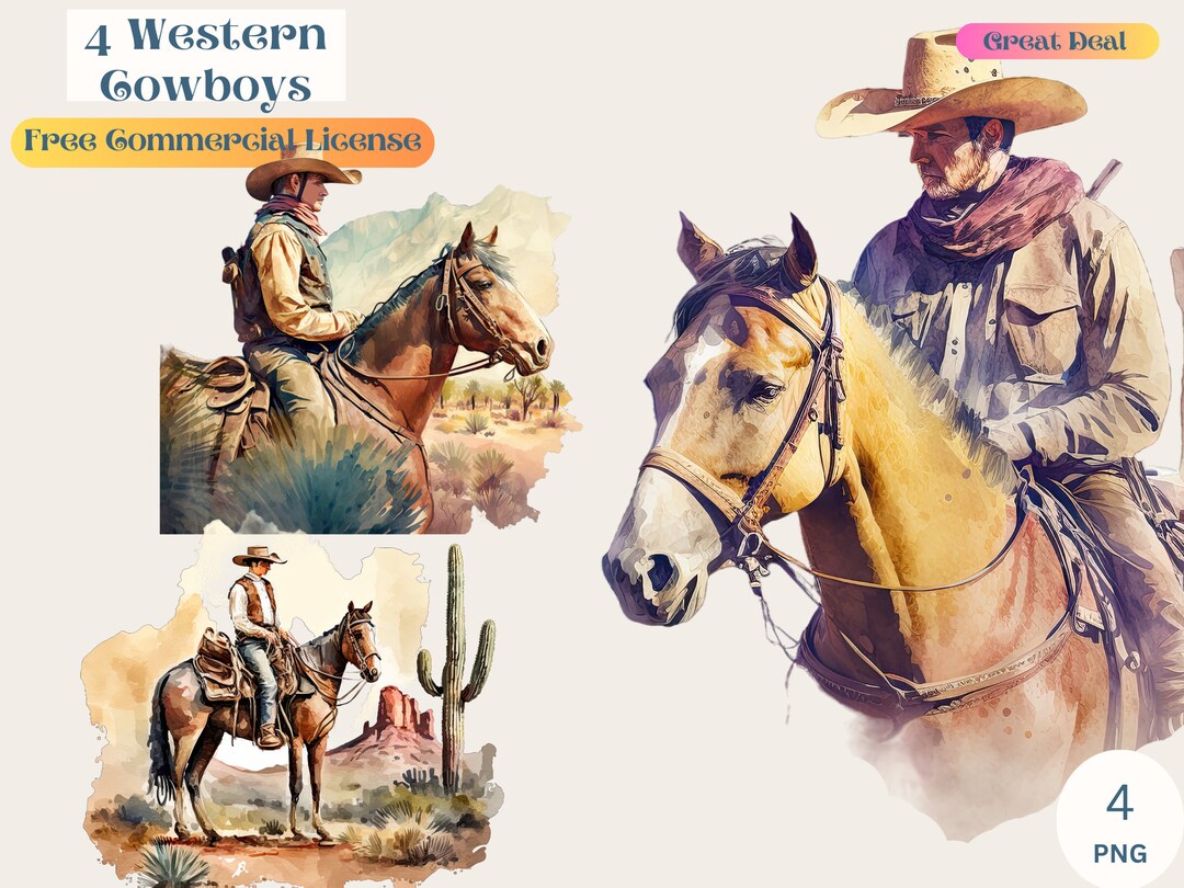 Cowboy PNG, Rustic Western Clipart, Country Cowboy Clipart, Commercial ...