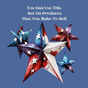 American Stars Clipart, Memorial Day Png, 4th of July Png, Watercolor ...