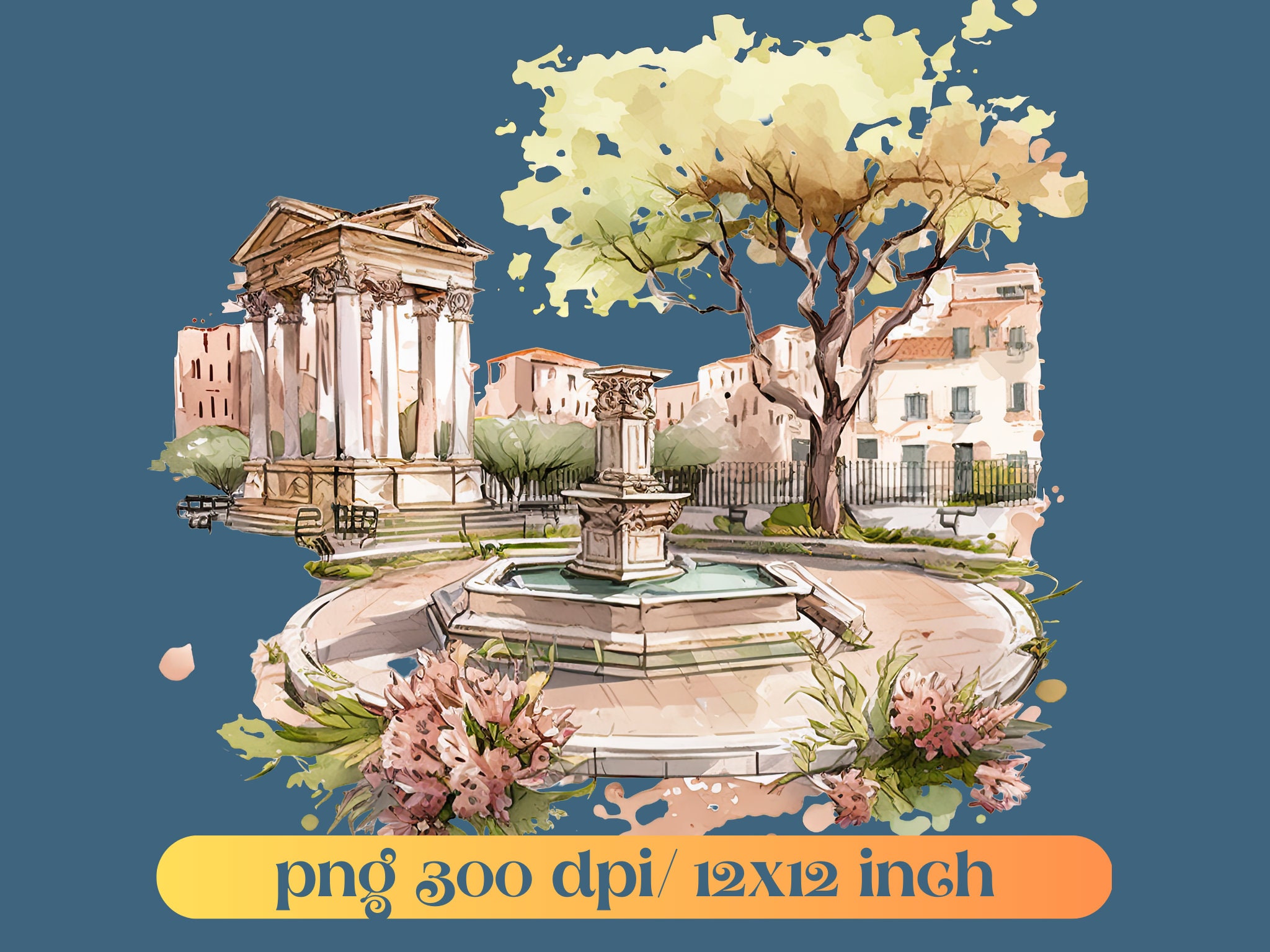 Roman Courtyard Courtyard Roman Square Digital Digital - Etsy